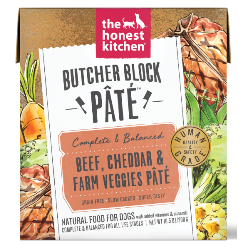 Honest Kitchen Dog Butcher Block Pate Beef Cheddar & Veggies 10.5oz ...